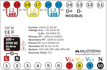 Buy Multifunction Meter 3 Phase class 0.5 True RMS 96x96 AVH 14-M1 ...